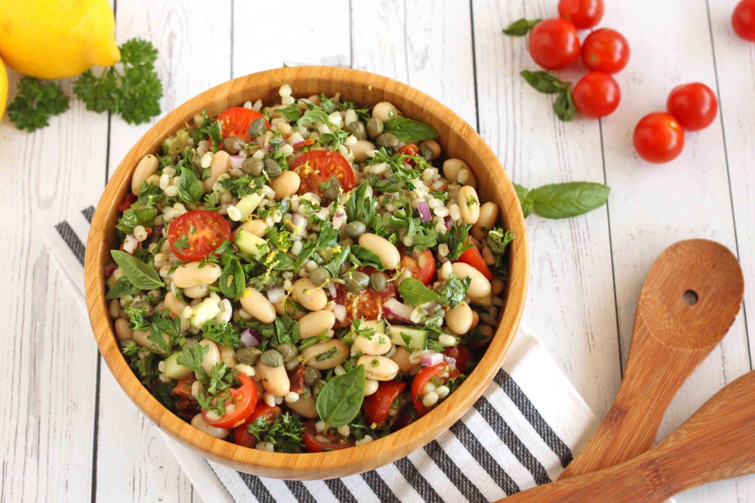 Tuscan White Bean Salad with Lemon Basil Vinaigrette - Jesse Lane Wellness